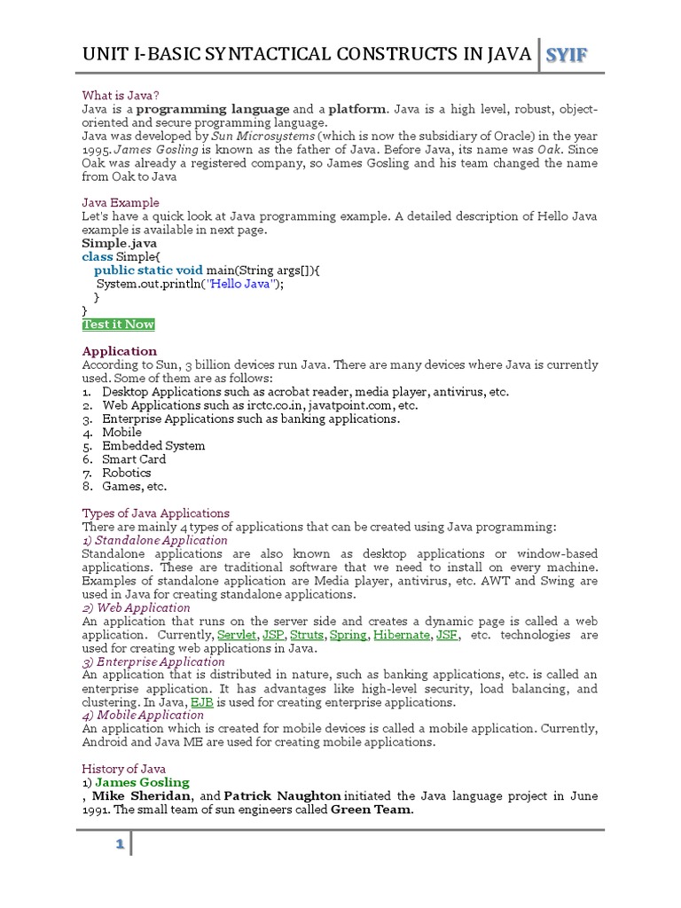 Unit I | PDF | Java (Programming Language) | Java Virtual Machine