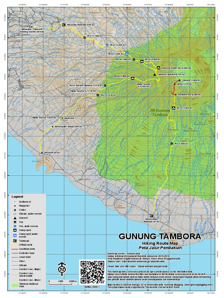 Peta Jalur Pendakian Gunung Tambora | PDF