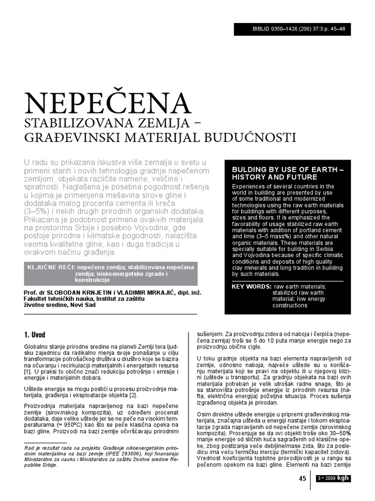 Zemlja Kao Građevinski Materijal | PDF