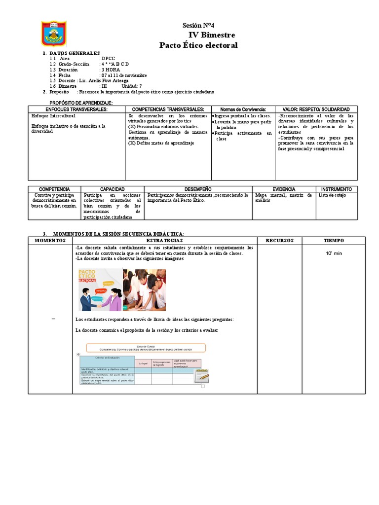 SESION 4 - DPCC - IV BIM 4to | PDF | Aprendizaje | Modificación de comportamiento