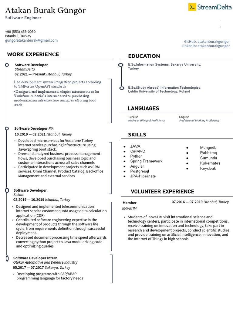 Atakan Gungor Resume Eng SD | PDF | Spring Framework | Programmer