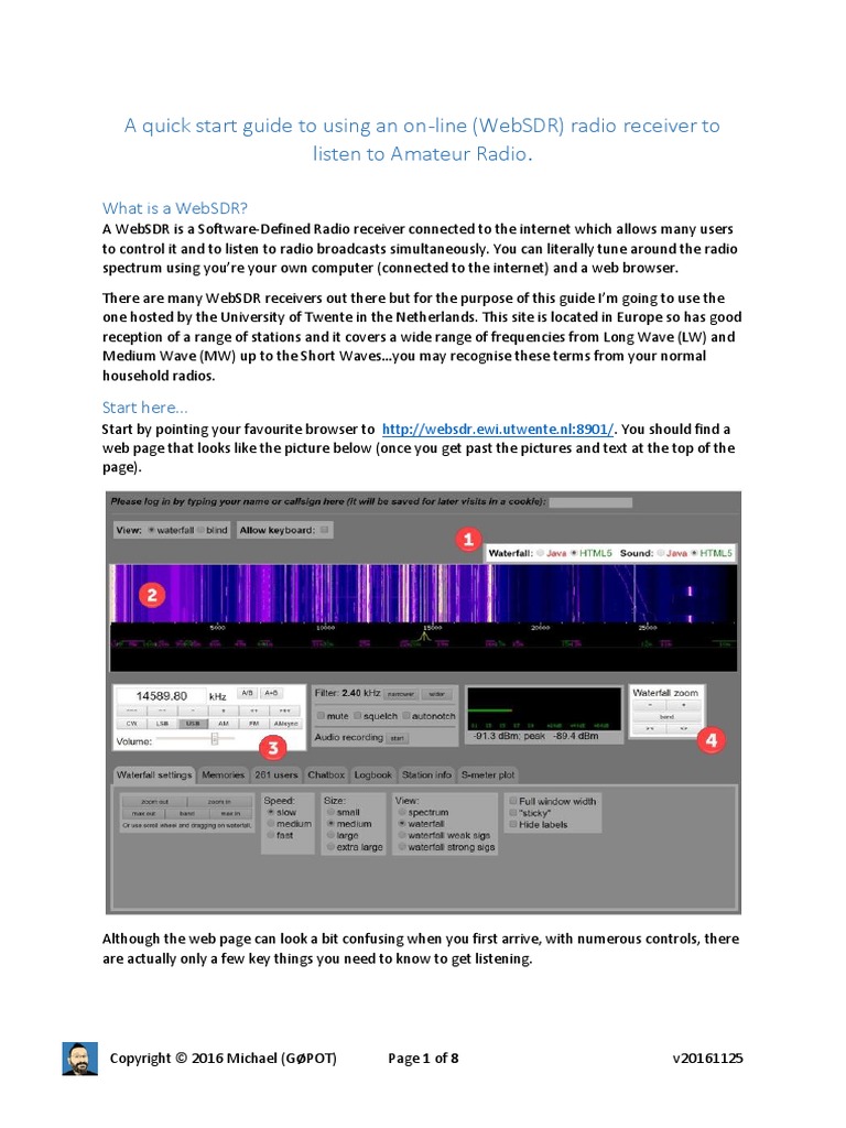 Guide To Using WebSDR v20161125 | PDF | Radio | Frequency Modulation