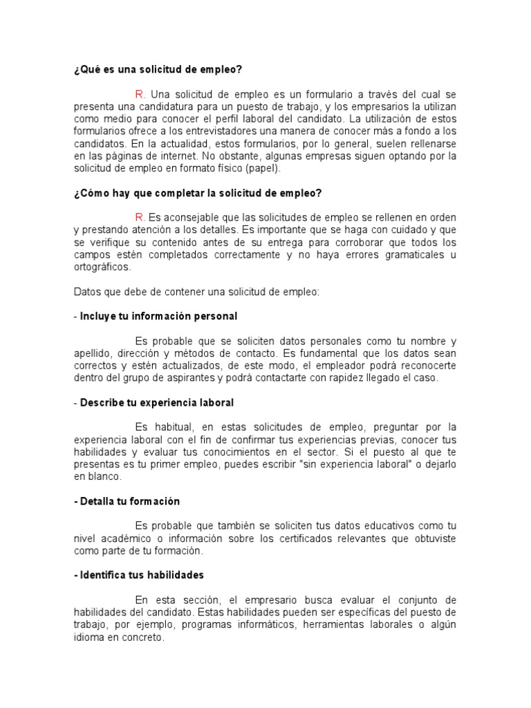 Qué es y cómo hacer una solicitud de empleo | PDF | Informática