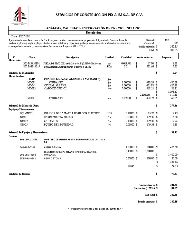 Formato Excel Opus | PDF | Ingeniería estructural | Sectores Economicos