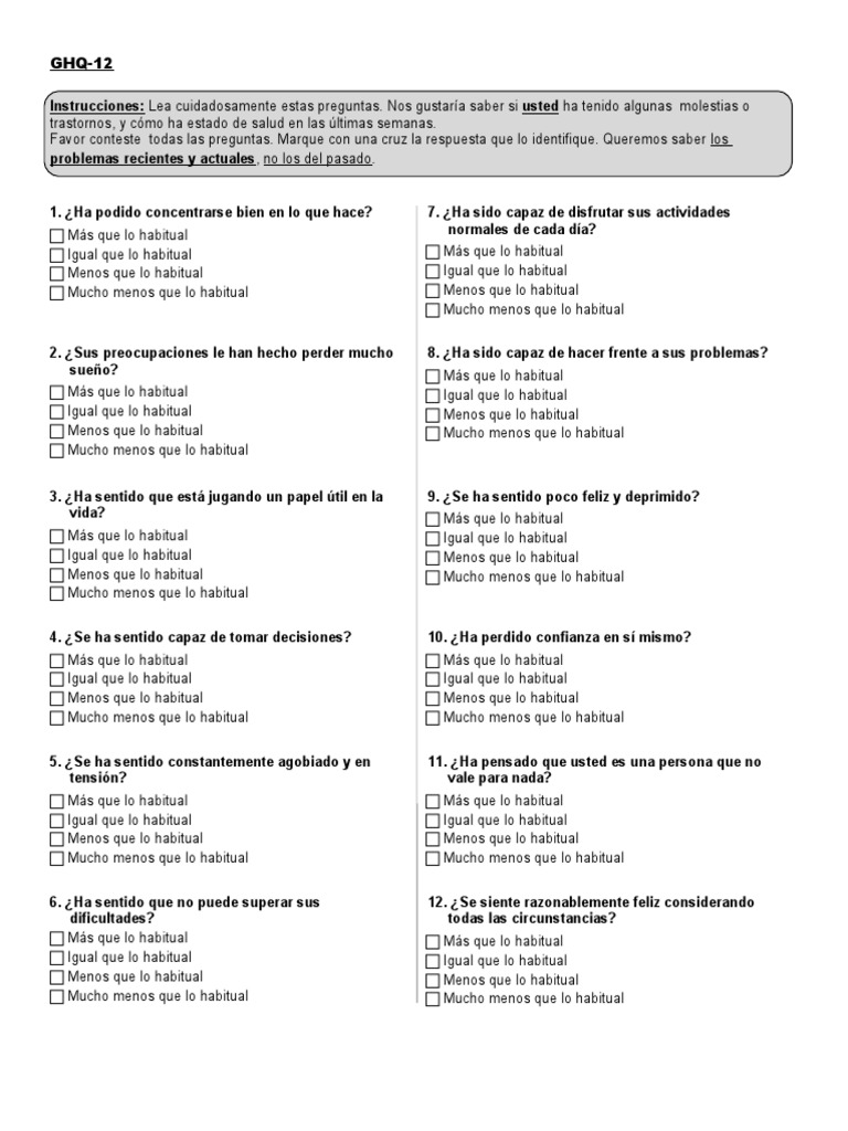 GHQ 12 | PDF