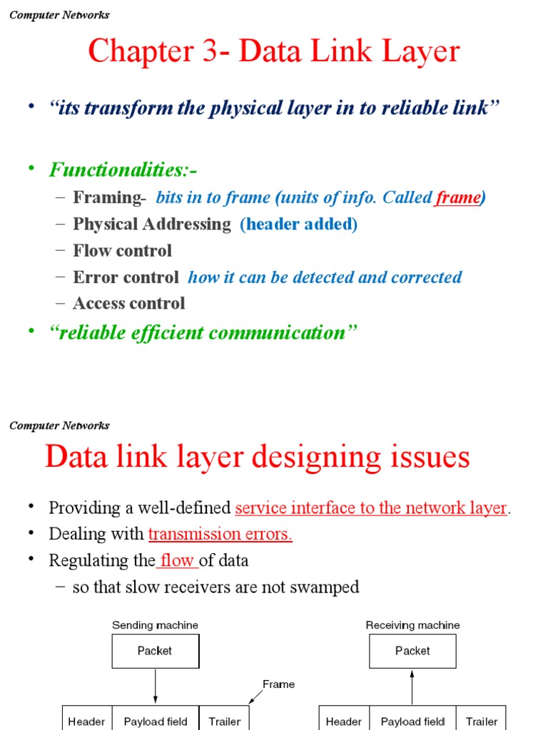 Ch 03 1 Datalink Layer Pdf Computer Network Transmission Control Protocol