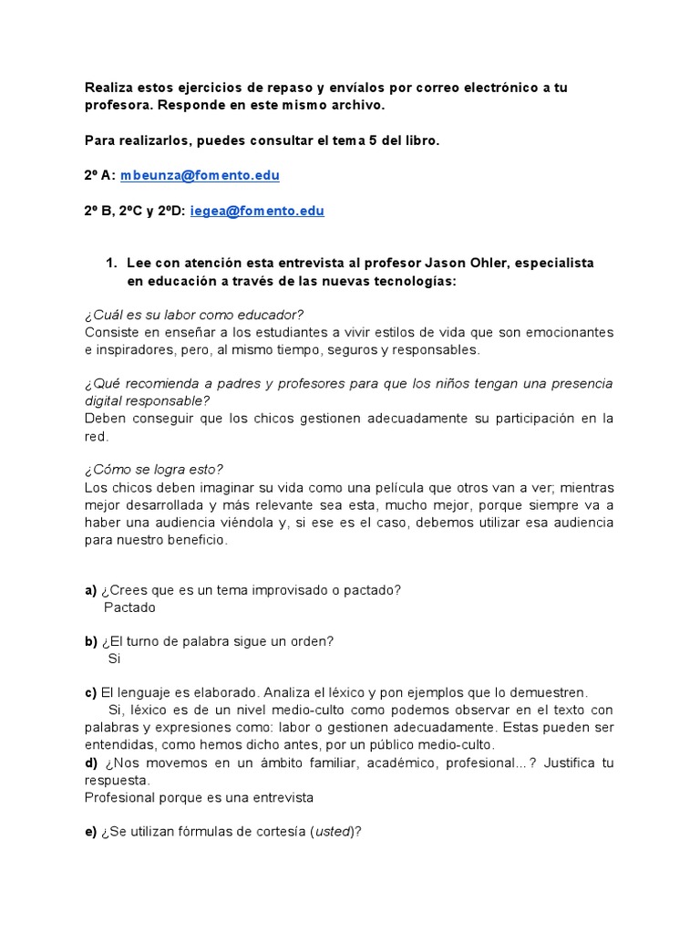Ejercicios de Repaso para Estudiantes | PDF | Lingüística