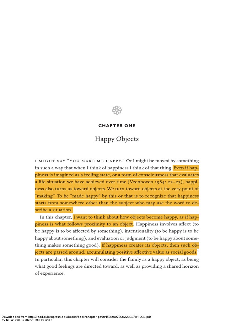 Sarah Ahmed - Happy Objects | PDF | Happiness | Pleasure