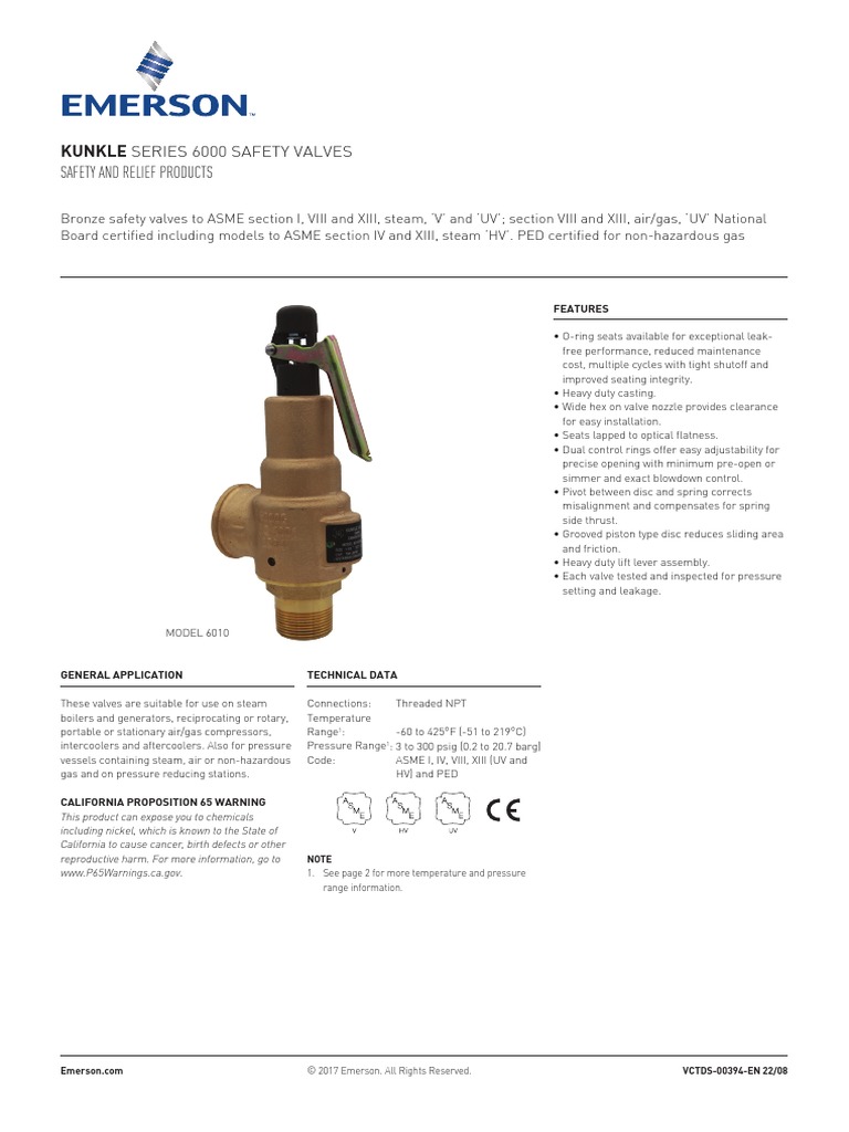 Data Sheets Kunkle Series 6000 Safety Valves Kunkle Valve en en 5197462 ...