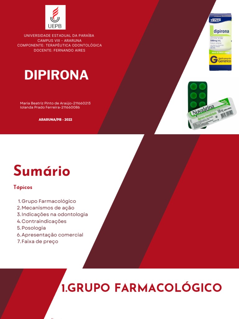 DIPIRONA | PDF | Remédio | Especialidades médicas