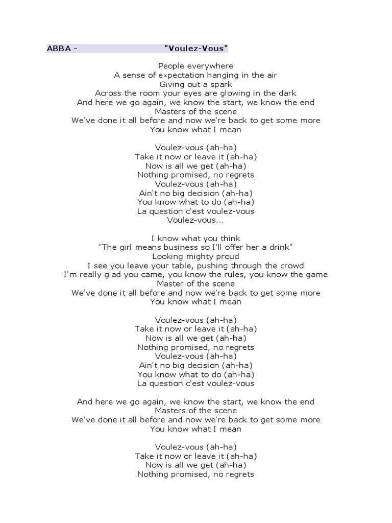 Voulez-Vous | PDF