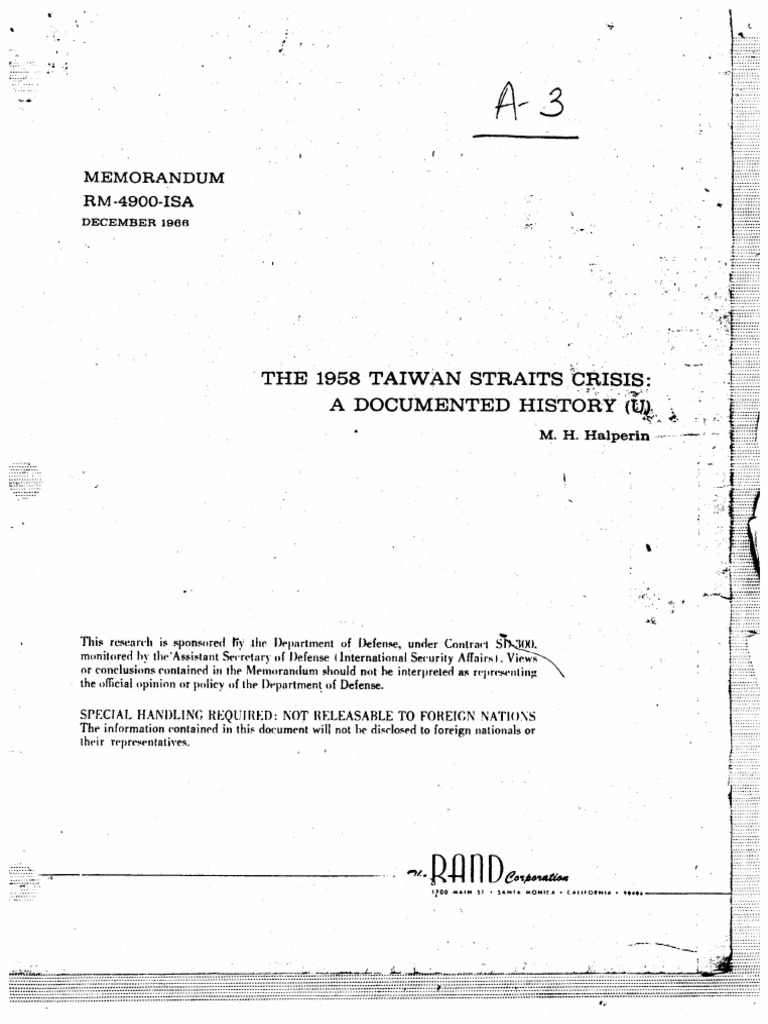 1958 Taiwan Straits Crisis Halperin | PDF