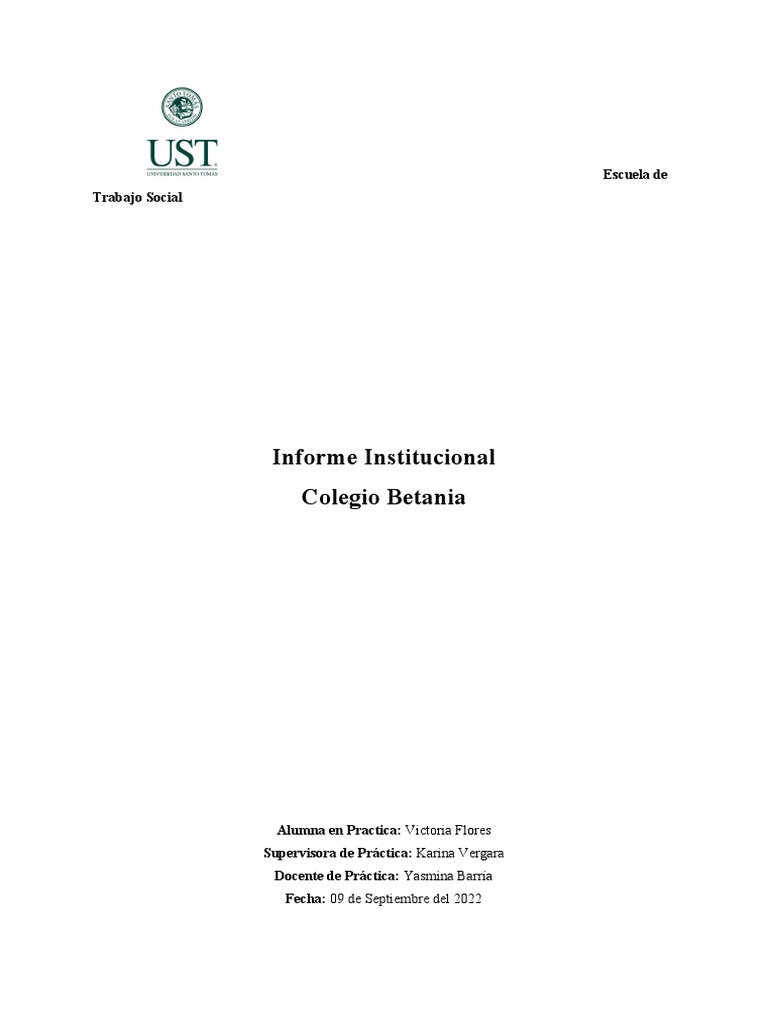 Informe Institucional - Victoria Flores | PDF | Trabajo Social | Chile