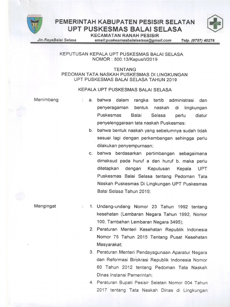 Contoh SK Tata Naskah | PDF