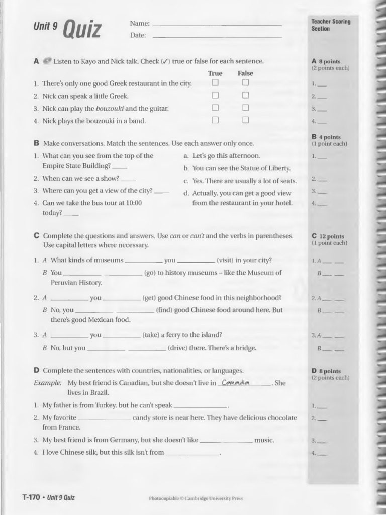 Touchstone 1 - Unit 9 | PDF | Drink