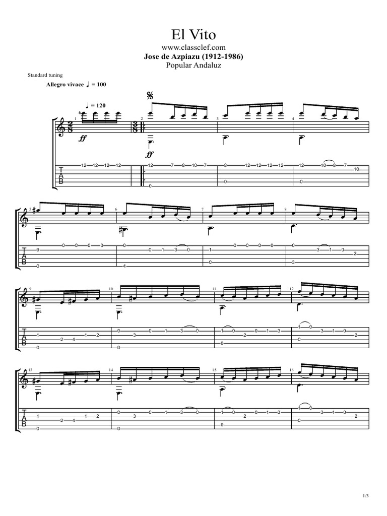 El Vito Guitar Sheet Music PDF | PDF | Musical Forms | Musical Compositions