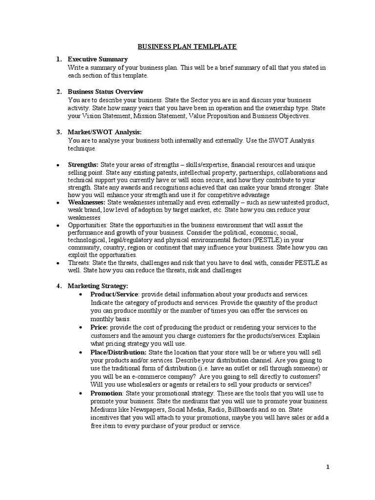 Business Plan Template | PDF | Balance Sheet | Net Income