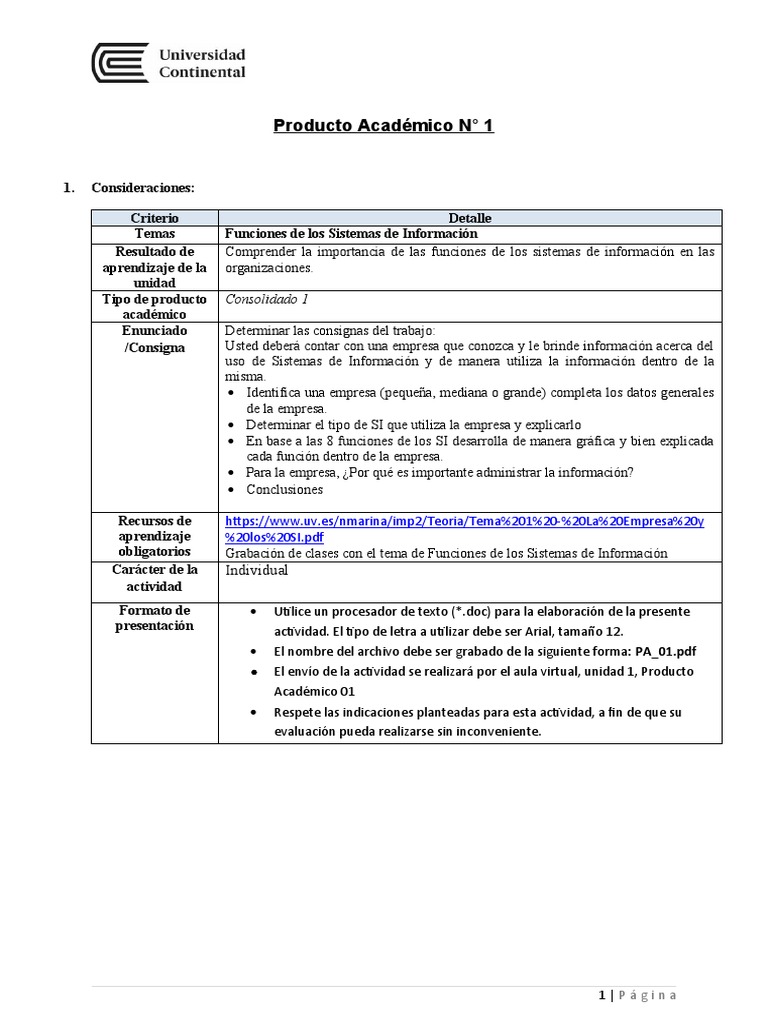 Pa 1 Sistemas de Informacion | PDF | Información | Business