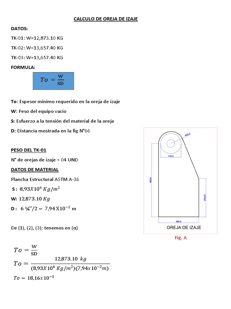 Calculo de Oreja de Izaje | PDF Calculo de Oreja de Izaje | PDF