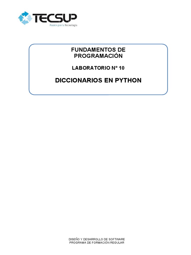 Lab 10 Diccionarios Pdf Python Lenguaje De Programación