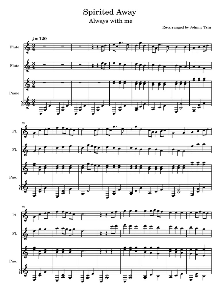 Spirited AwayAlways With Me Flute Duet | PDF