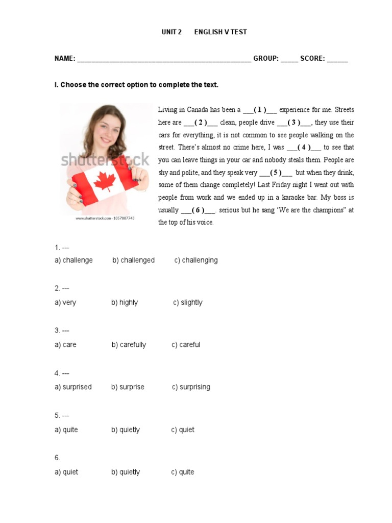English V Test: Canada Experience | PDF | Foreign Language Studies ...