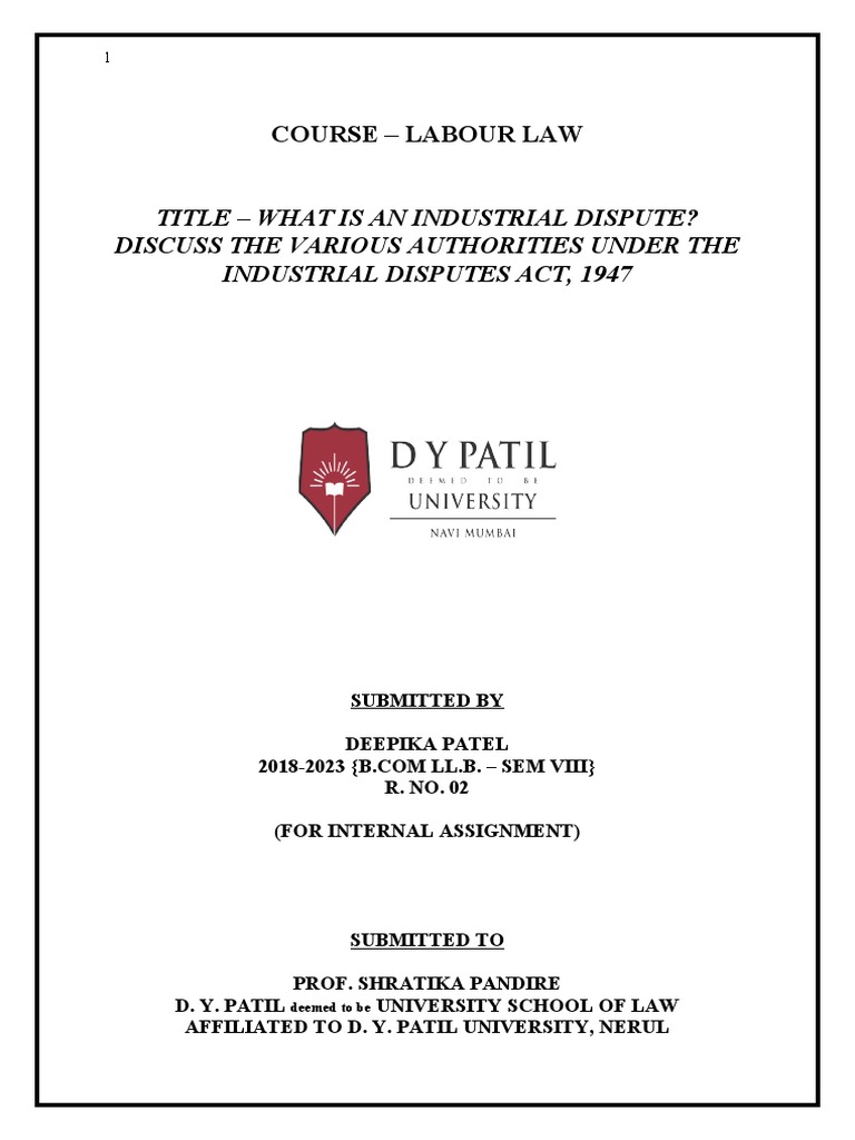 Labour Law Topic 1 Assignment | PDF | Mediation | Arbitration