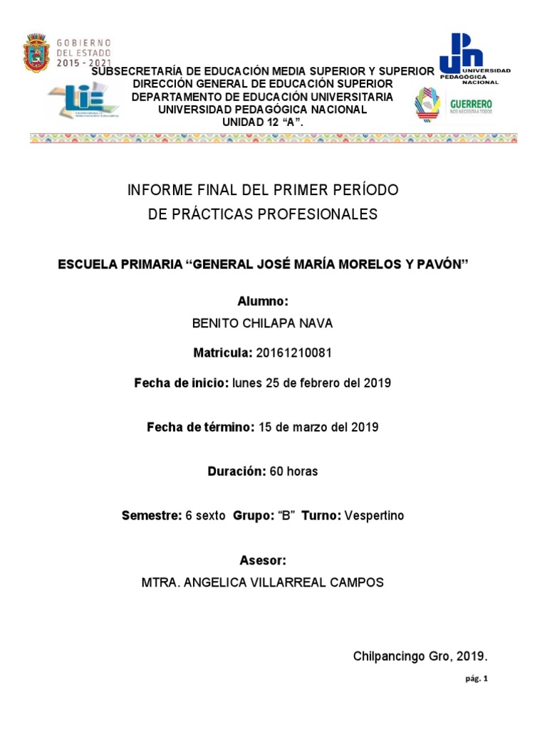 Informe Final de Practicas | PDF | Educación primaria | Salón de clases