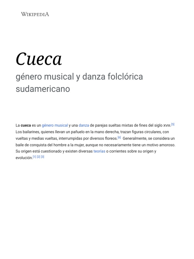 Cueca - Wikipedia, La Enciclopedia Libre | PDF | Bailes | Musica ...