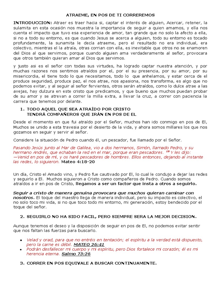 Atraeme en Pos de Ti Correremos | Descargar gratis PDF | Amor | Cristo ... Atraeme en Pos de Ti Correremos | Descargar gratis PDF | Amor | Cristo ...