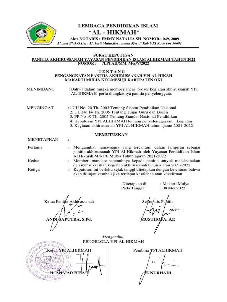 SK Panitia Akhirussanah | PDF