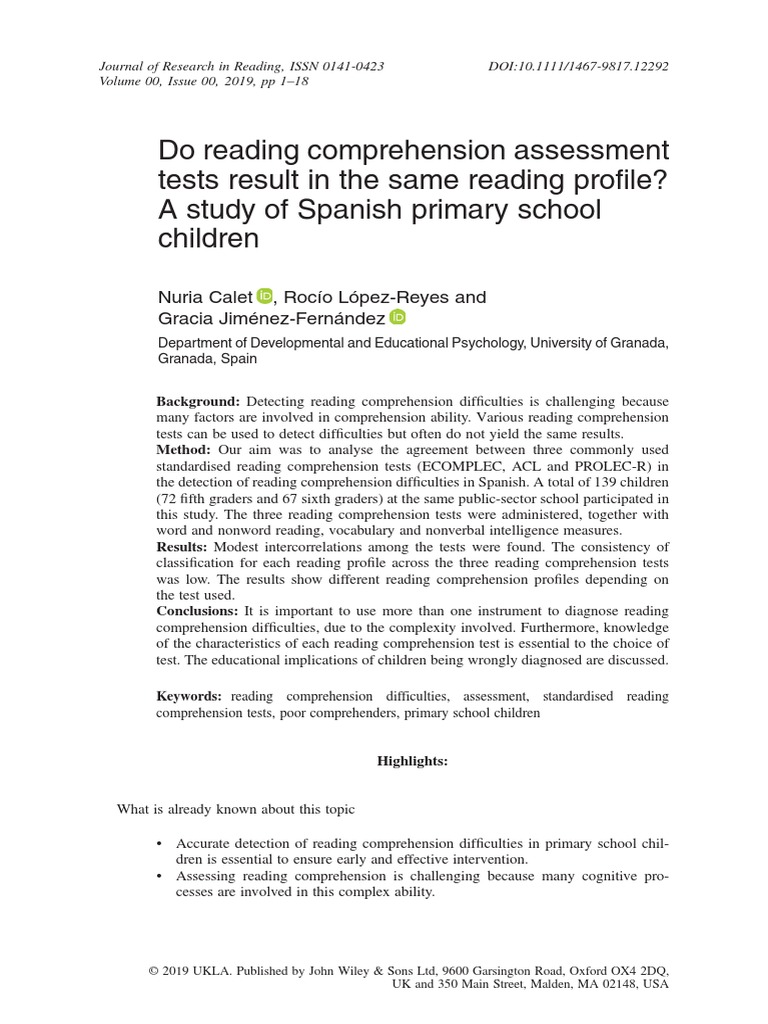 Calet Do reading comprehension assessment | PDF | Reading Comprehension | Educational Assessment