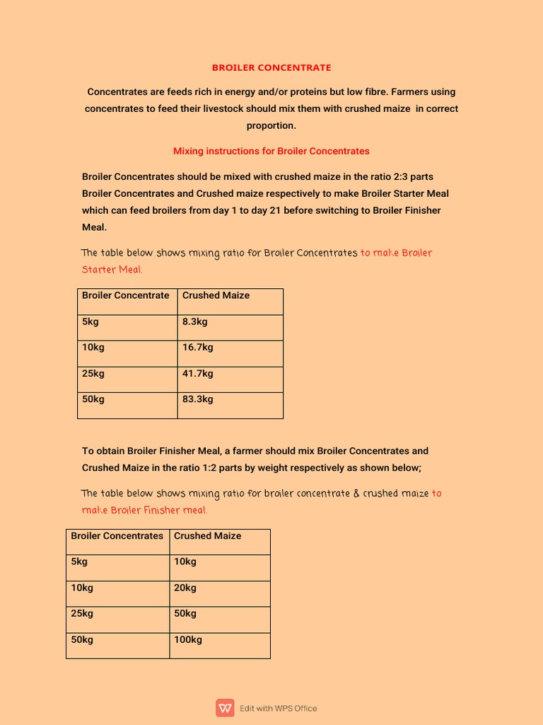 Broiler Concentrate Mixing Guide | PDF