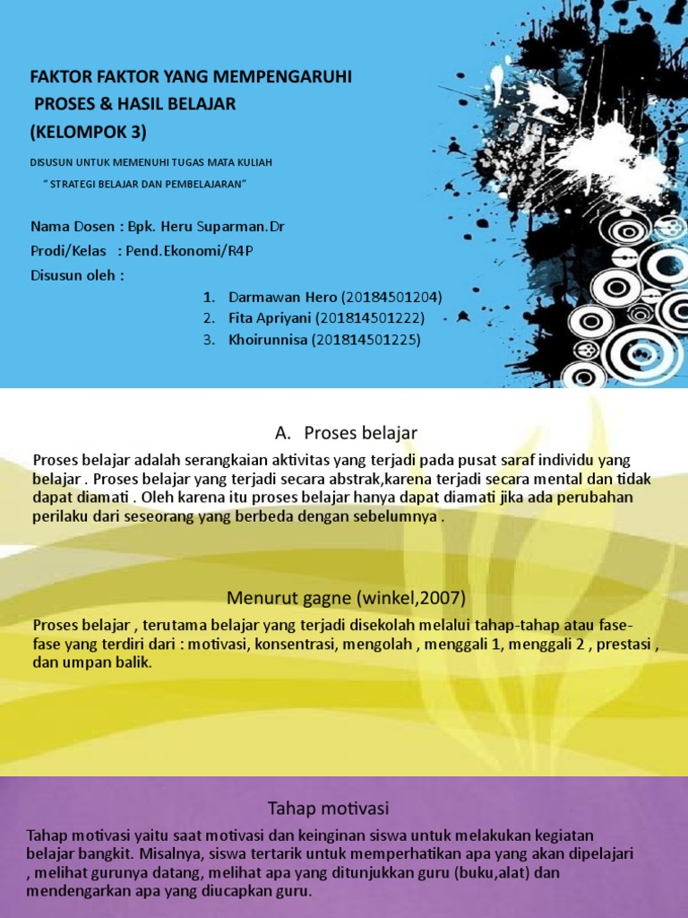 Faktor-Faktor Yang Mempengaruhi Proses Dan Hasil Belajar | PDF Faktor-Faktor Yang Mempengaruhi Proses Dan Hasil Belajar | PDF