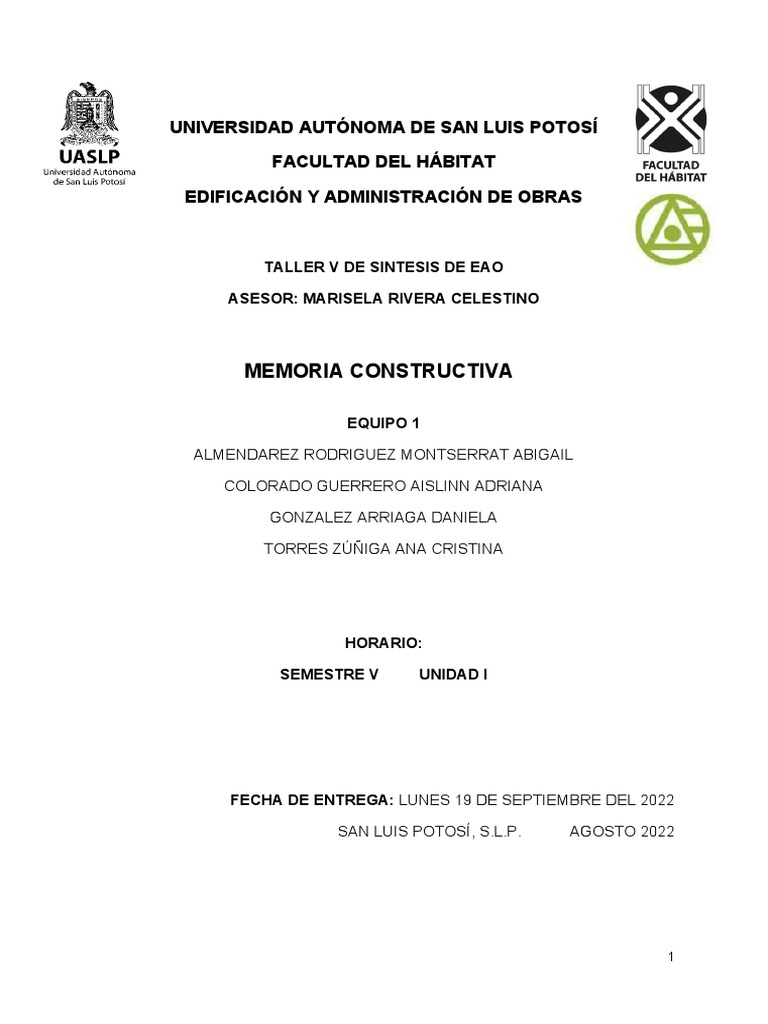 Memoria Constructiva Camda | PDF | Altoparlante | Hormigón