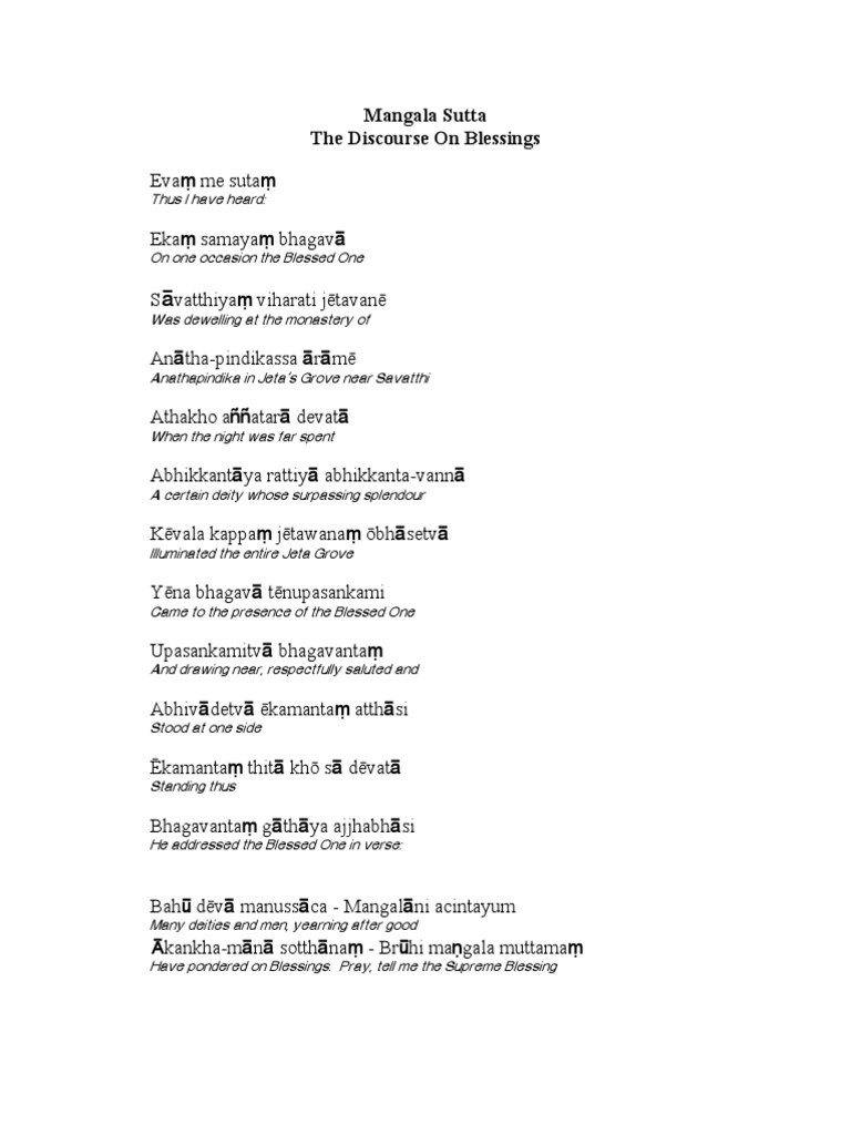 Mangala Sutta | PDF | Indian Religions