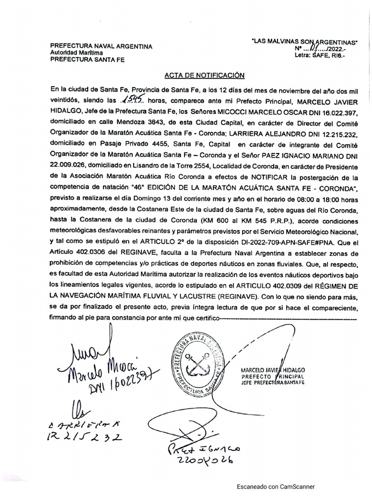 Acta de Notificación | PDF Acta de Notificación | PDF