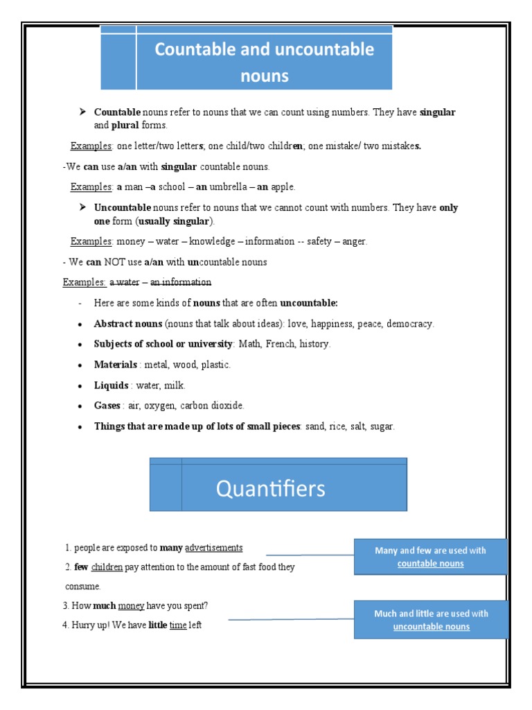worksheet quantifiers (1) | PDF | Noun | Grammatical Number