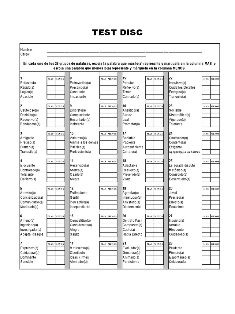Test Disc Formato Word | PDF