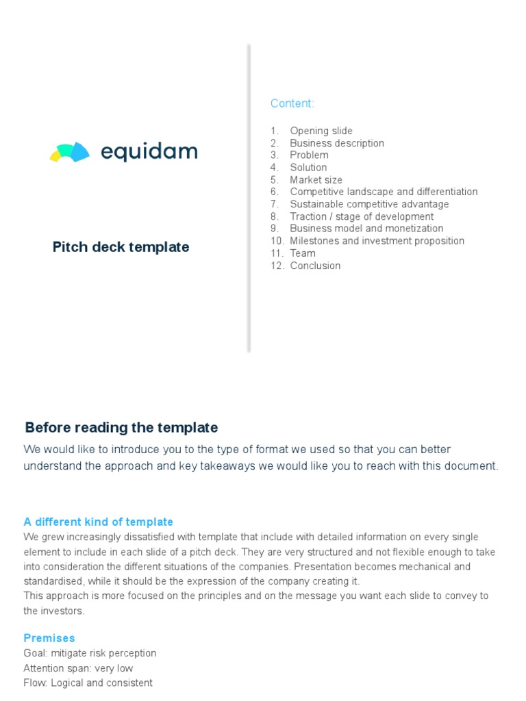 Pitch Deck Template | PDF | Business Model | Market (Economics)