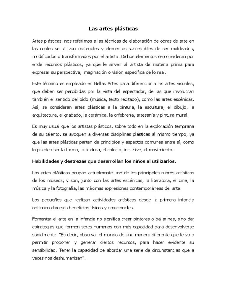 Las Artes Plásticas | PDF | Las artes escénicas | Las artes