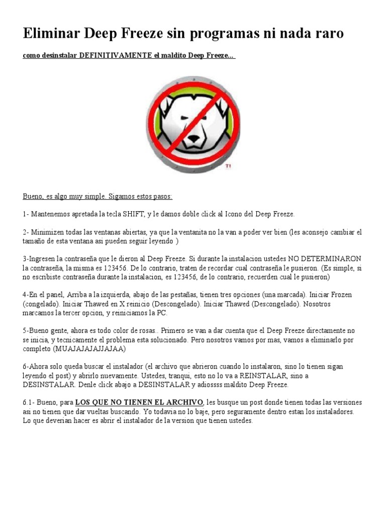 Eliminar Deep Freeze sin contraseña | PDF