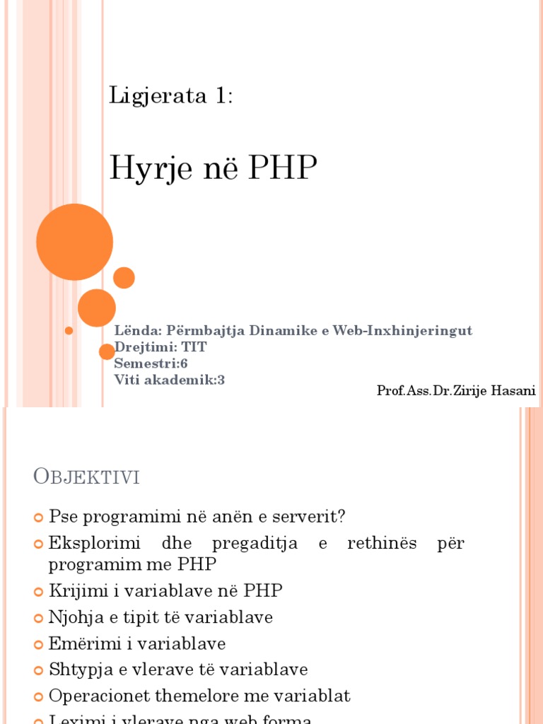 Ligjerata 1 - Hyrje Në PHP | PDF