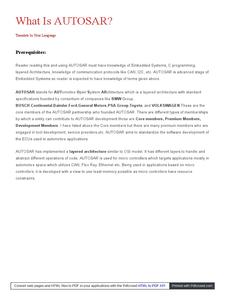 Autosartutorials Com What Is Autosar | PDF | Computer Architecture | Computer Hardware