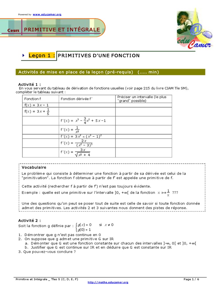 Cours Calcul Des Primitives | PDF | Intégral | Zone