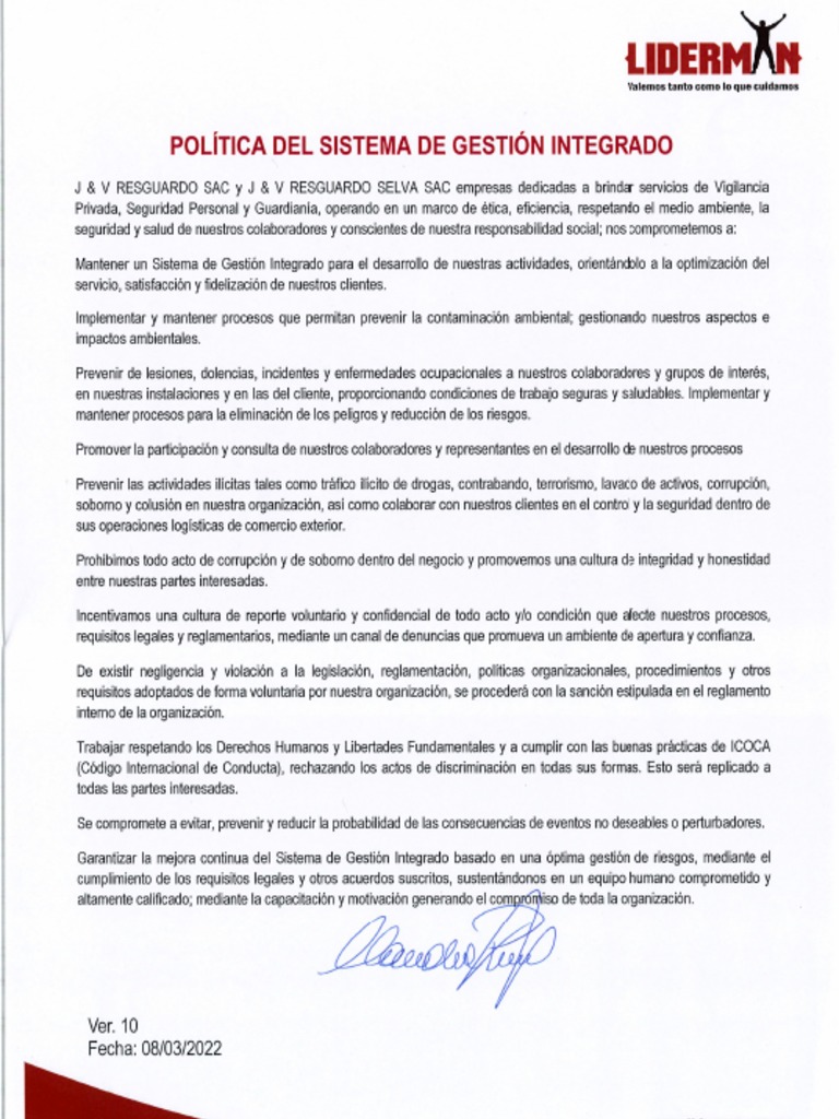 Politica Sgi Ver10 | PDF