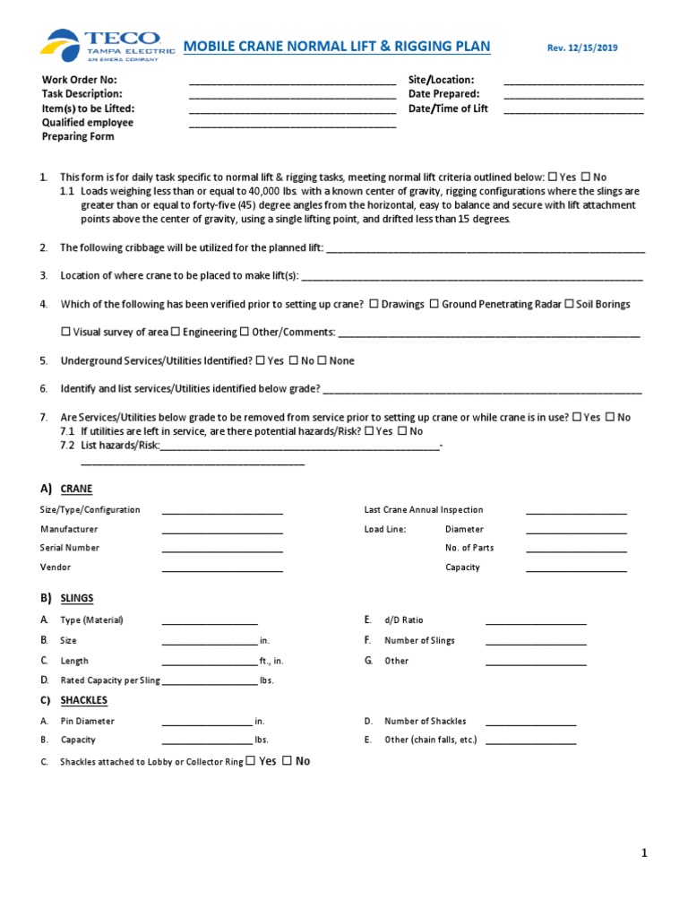 Mobile Crane Normal Lift and Rigging Plan Form | PDF | Crane (Machine) Mobile Crane Normal Lift and Rigging Plan Form | PDF | Crane (Machine)