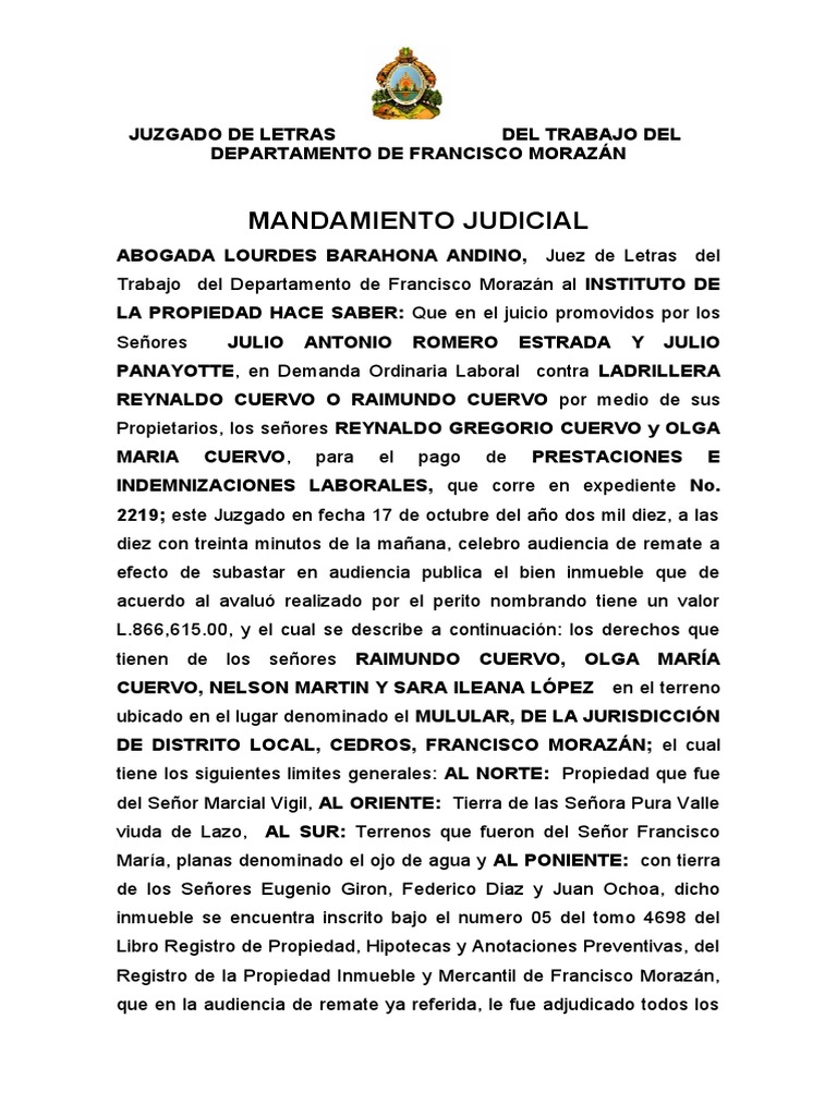 Mandamiento Judicial Pdf Impuestos Gobierno