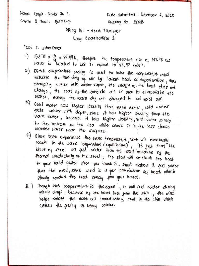 Corpin - MEng131 Long Exam 1 | PDF