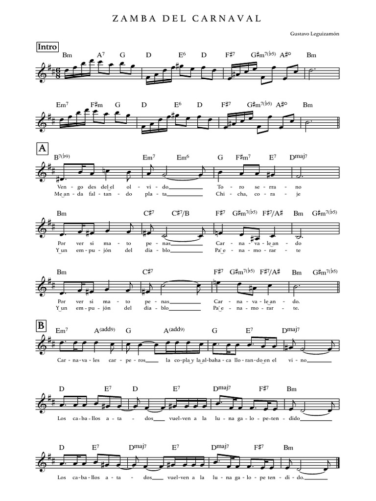 Zamba Del Carnaval - Full Score | PDF